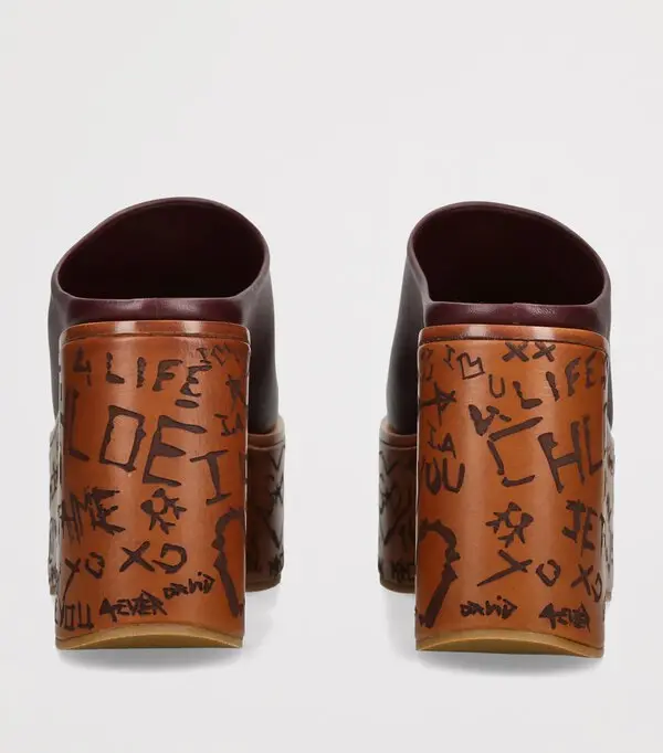 Chloé Leather Wedge Mules 80