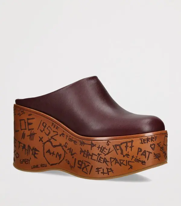 Chloé Leather Wedge Mules 80