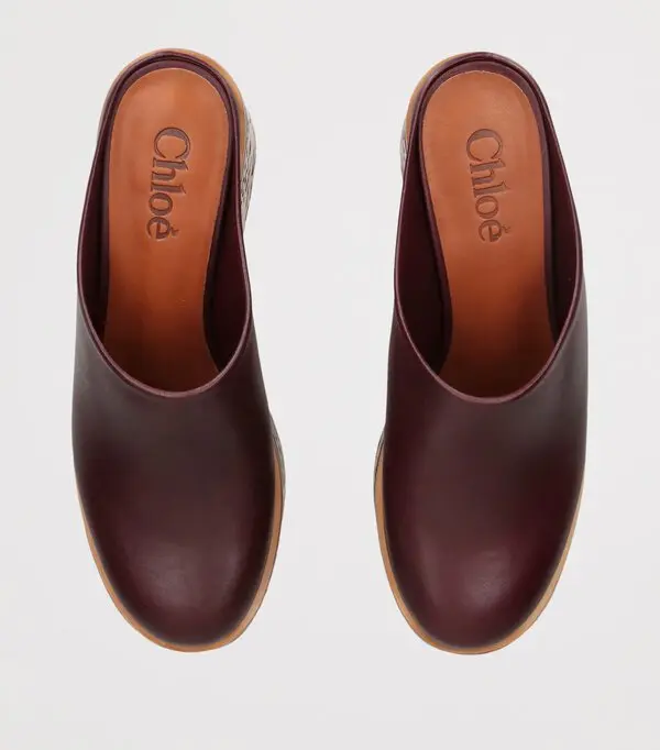 Chloé Leather Wedge Mules 80