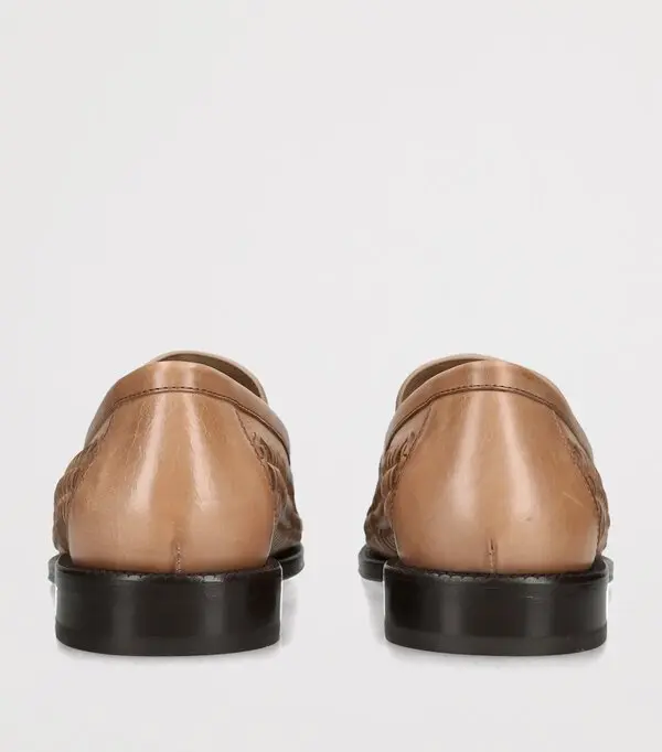 Brunello Cucinelli Leather Woven Loafers