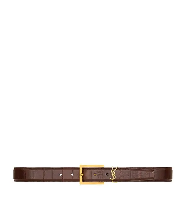 Saint Laurent Eeel Skin Cassandre Belt - Beige