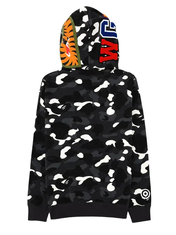 A BATHING APE Felpa "shark" Con Zip E Cappuccio