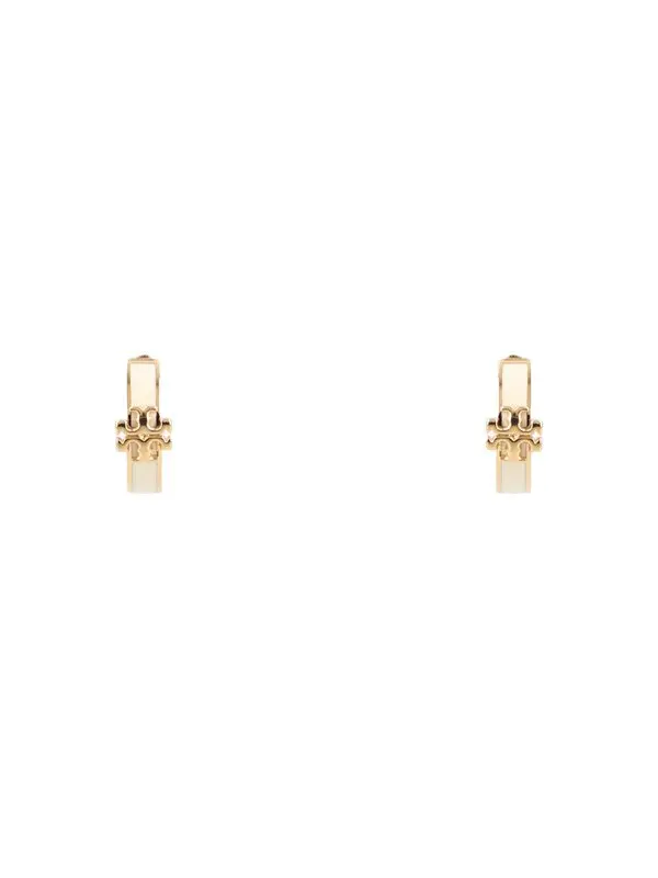 Tory Burch Enamel Icon Hoop Earrings - Gold
