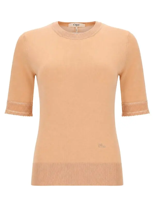 Chloé Short Sleeve Knit Pullover - Pink
