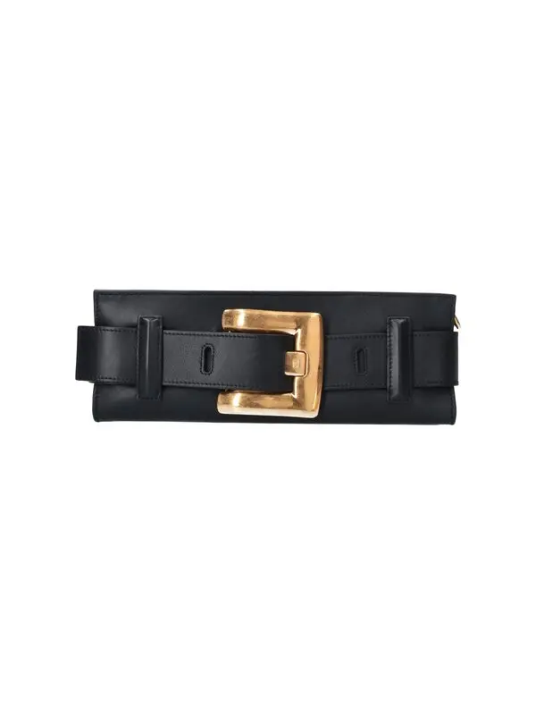 Balmain Leather Buckle Clutch Bag