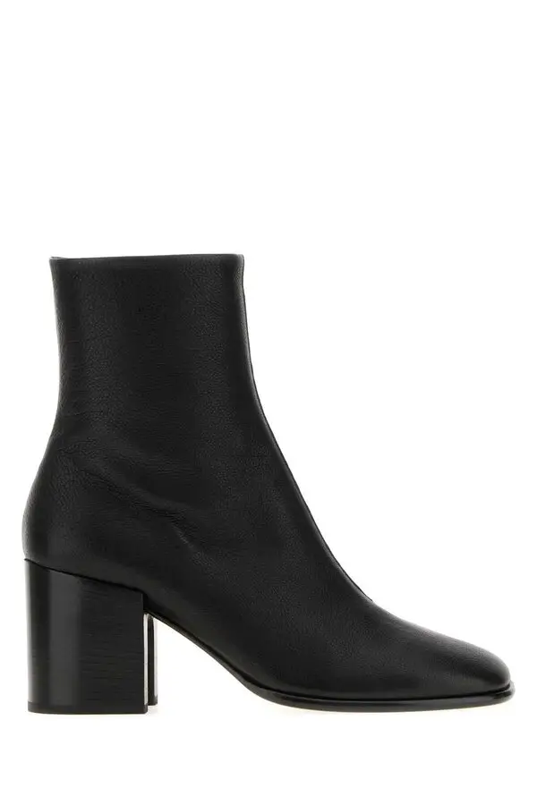 Dries Van Noten Leather Sculptural Heeled Ankle Boots - Black