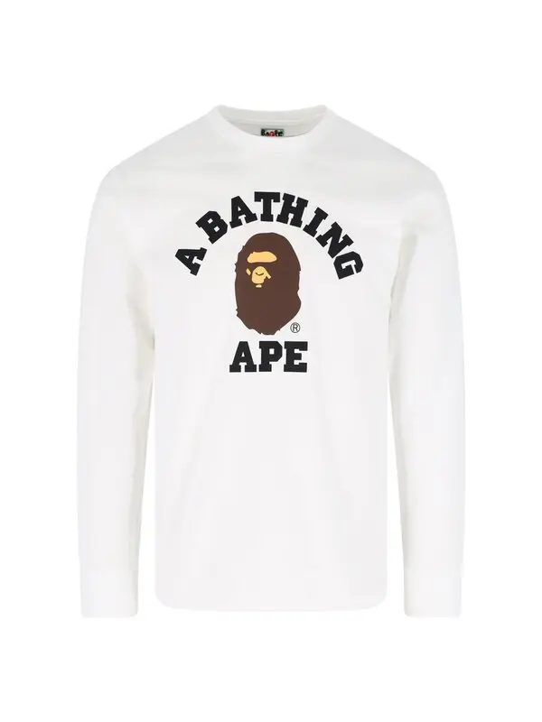 A BATHING APE Long Sleeve College T-shirt - White
