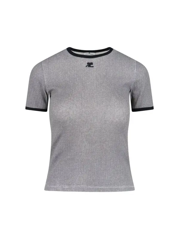 COURREGES 100% Cotton Short-sleeve T-shirt - Black