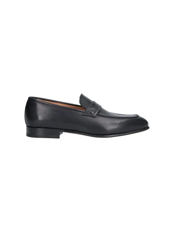 FERRAGAMO Leather Flat Loafers - Black