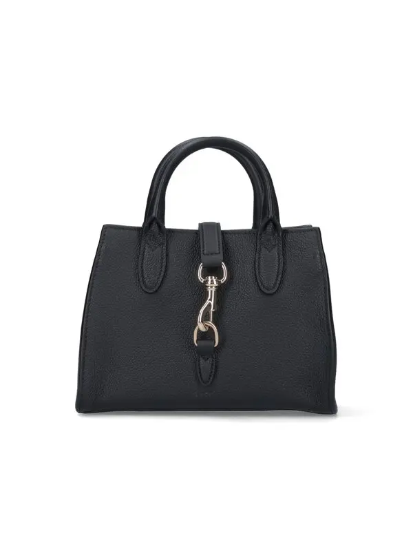 Gucci Leather Top Handle Tote Bag - Black