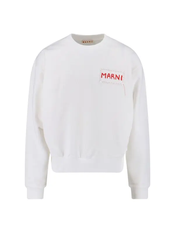 Marni Crew Neck 100% Cotton Sweater - White