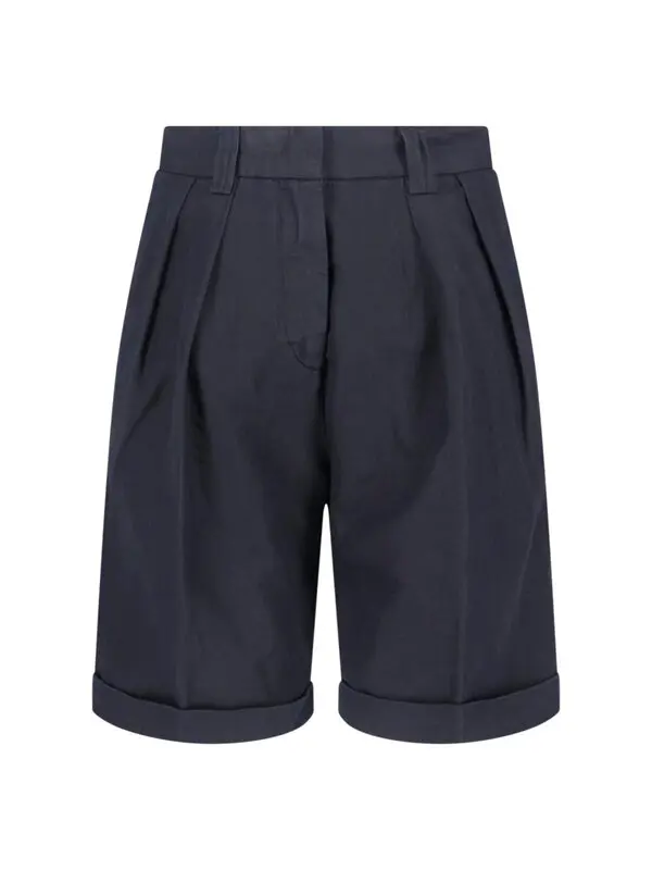 Aspesi Cotton-linen Blend Shorts - Blue