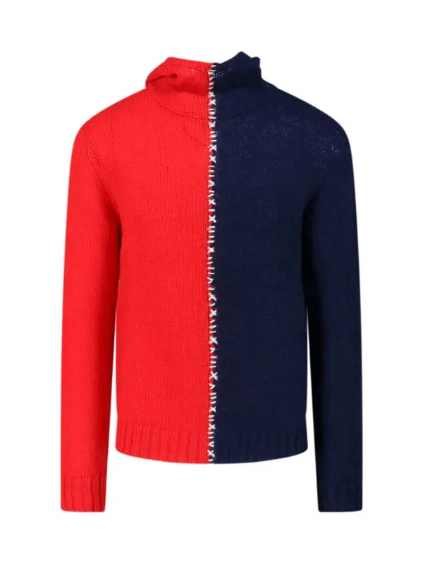 CHARLES JEFFREY Two-tone Knit Turtleneck Sweater