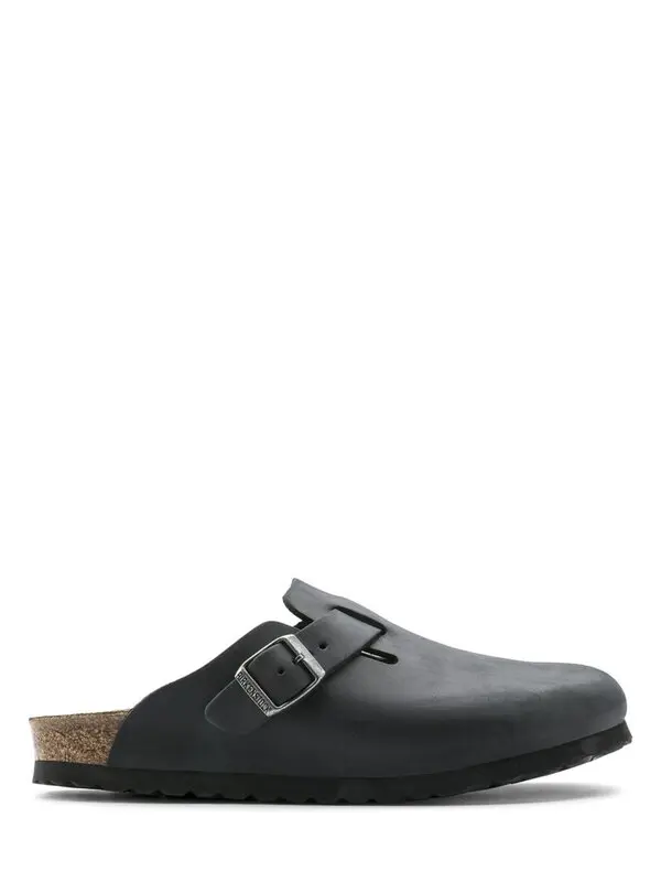 BIRKENSTOCK Buckled Leather Clogs - Black