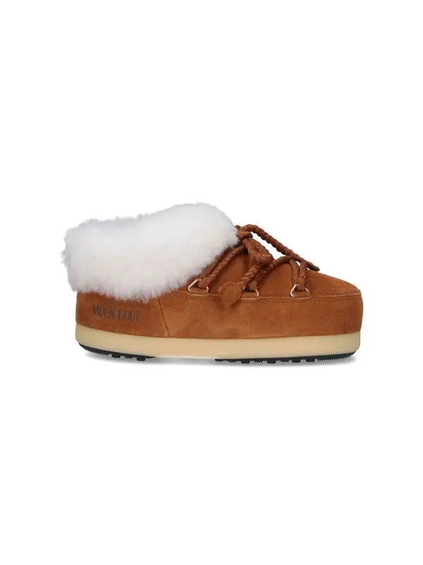 Moon Boot Faux Fur Trim Lace-up Bootie Slipper