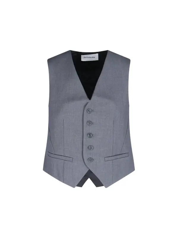 THE FRANKIE SHOP Wool Blend Waistcoat - Grey