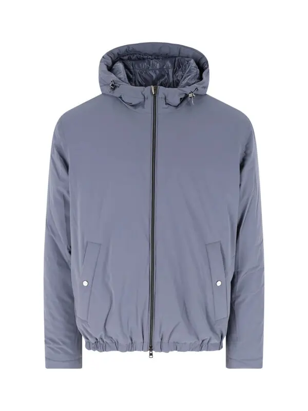 Herno Zip-up Padded Jacket With Hood - Light Blue