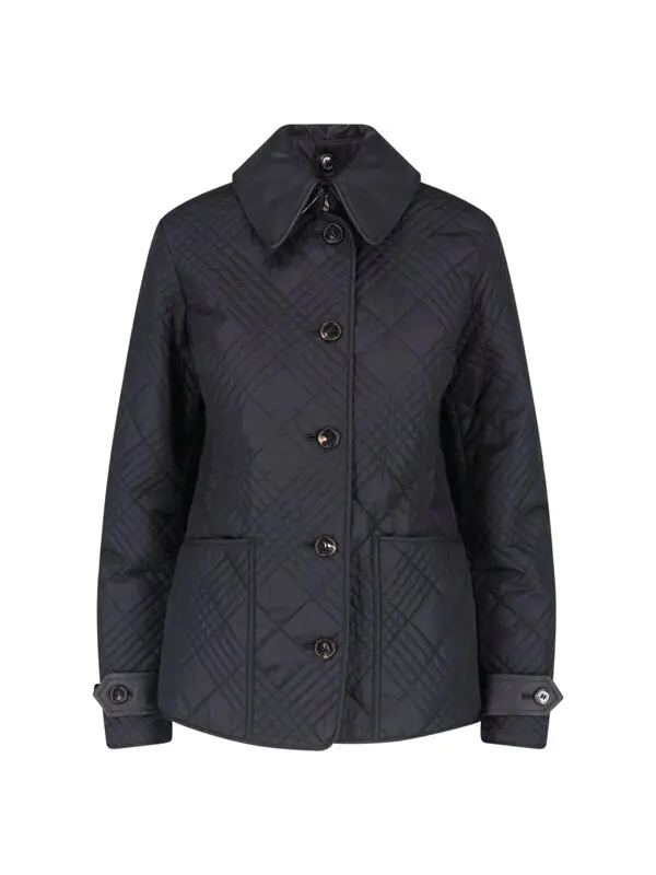 Burberry Quilted Polyamide Jacket With Stand Collar - Black