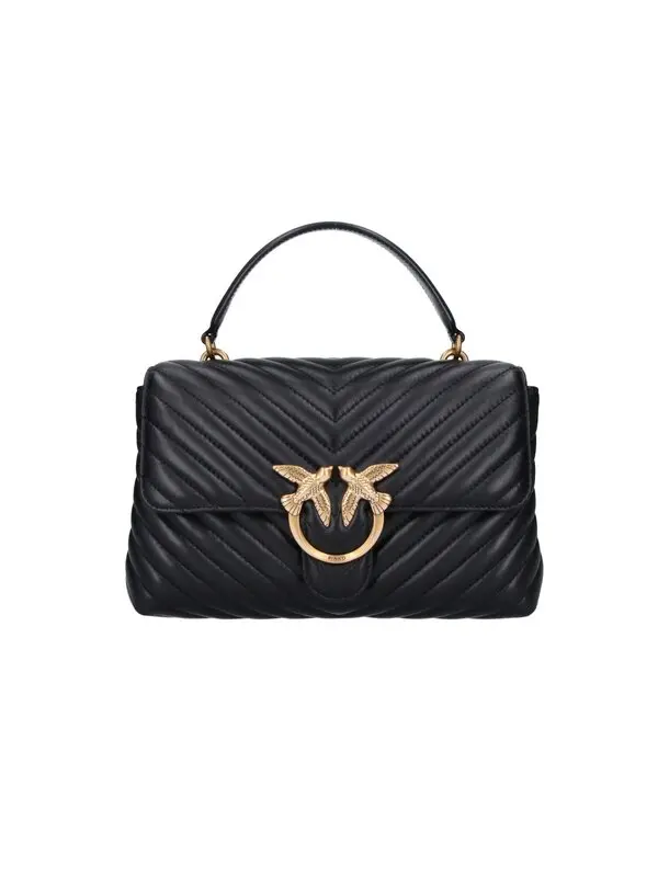 Pinko Leather Shoulder Bag With Gold Tone Hardware