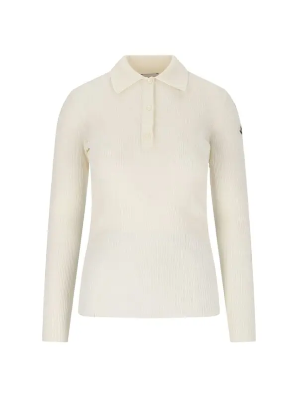 Moncler Ribbed Knit Polo Top