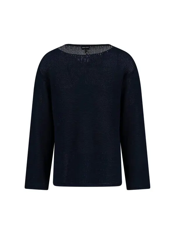 Giorgio Armani S Linen-lyocell Cashmere Blend Sweater - Blue