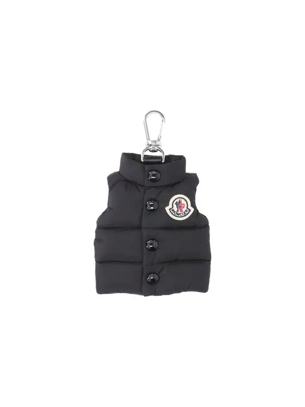 Moncler Luxury Keychain Accessory With Leather Inserts And Metal Alloy Details - Black