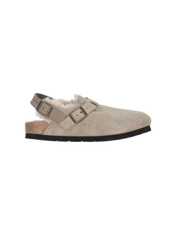 BIRKENSTOCK Suede Leather Slip-on Sandals - Taupe