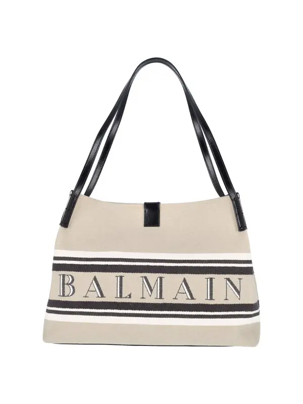 Balmain Cotton-blend Shoulder Bag With Stripes