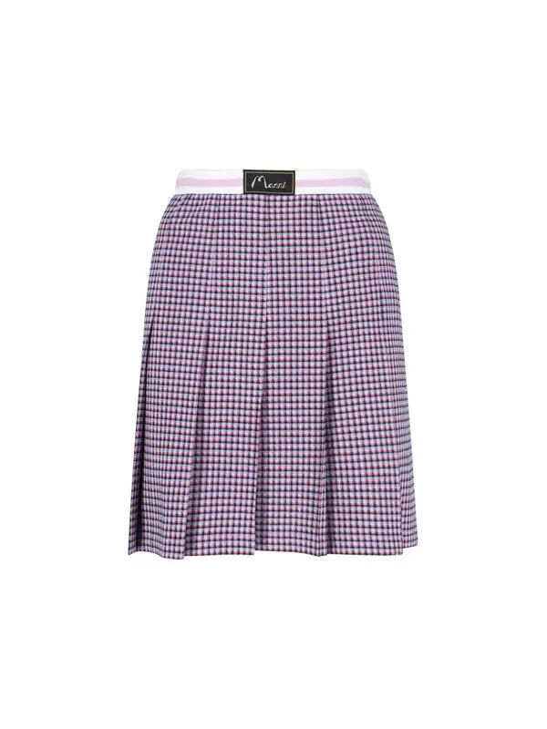 Marni Checked Pleated Mini Skirt - Violet