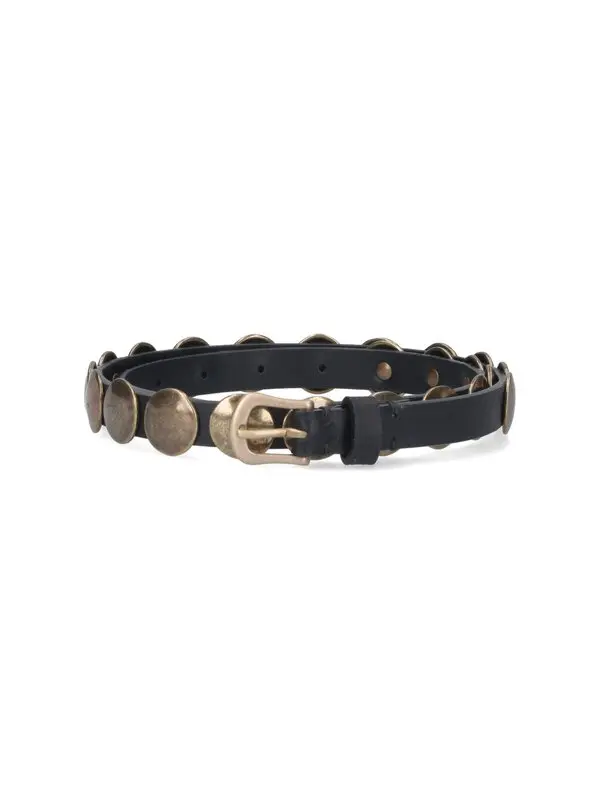 GOLDEN GOOSE Leather Belt With Gold-tone Buckle - Black