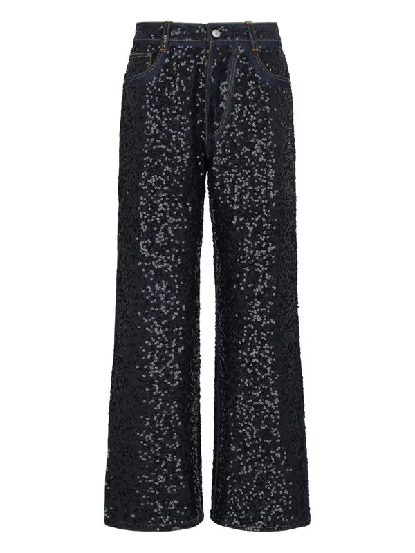PAROSH Sequin Wide-leg Jeans