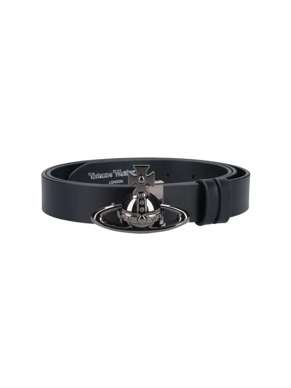 VIVIENNE WESTWOOD Orb Buckle Leather Belt - Black
