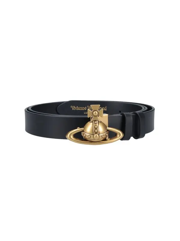 VIVIENNE WESTWOOD Orb Buckle Leather Belt - Black