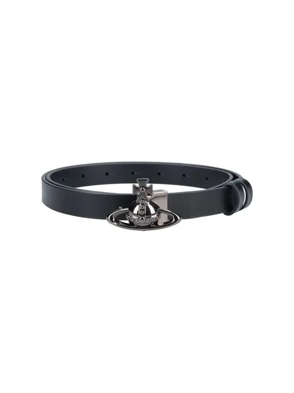 VIVIENNE WESTWOOD Leather Belt With Orb Buckle - Black