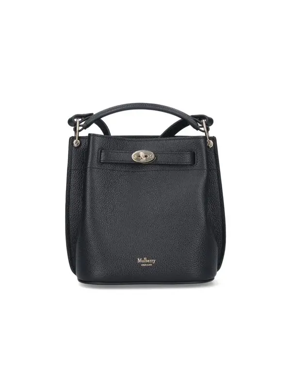 Mulberry Leather Shoulder Bag With Turn Lock Closure - Black