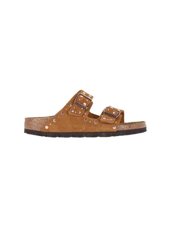 BIRKENSTOCK Triple Strap Platform Sandals With Stud Embellishments - Brown