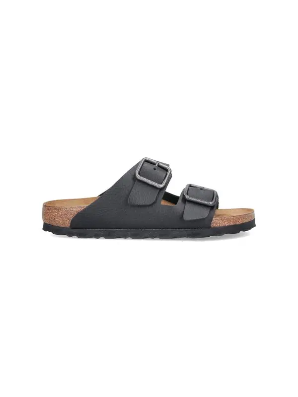 BIRKENSTOCK Leather Slip-on Sandals With Buckle - Black