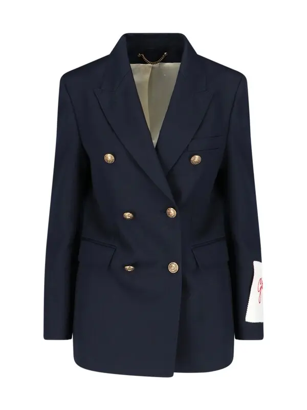 GOLDEN GOOSE Double Breasted Wool-blend Tailored Blazer - Blue