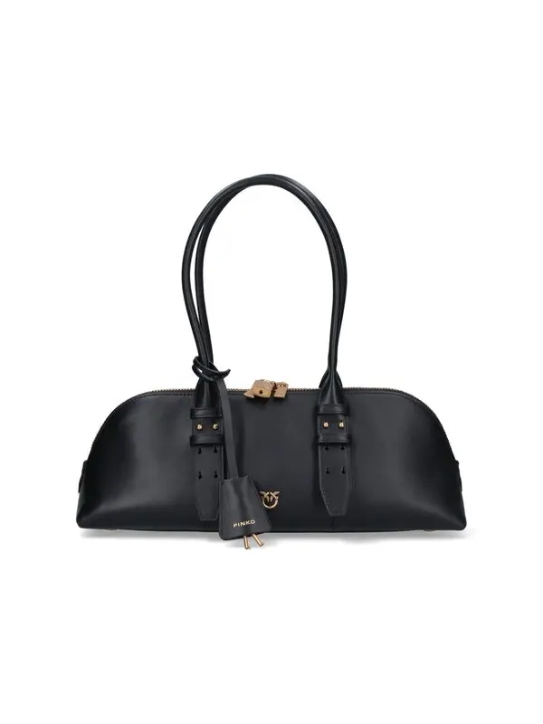 Pinko Leather Bowling Bag - Black