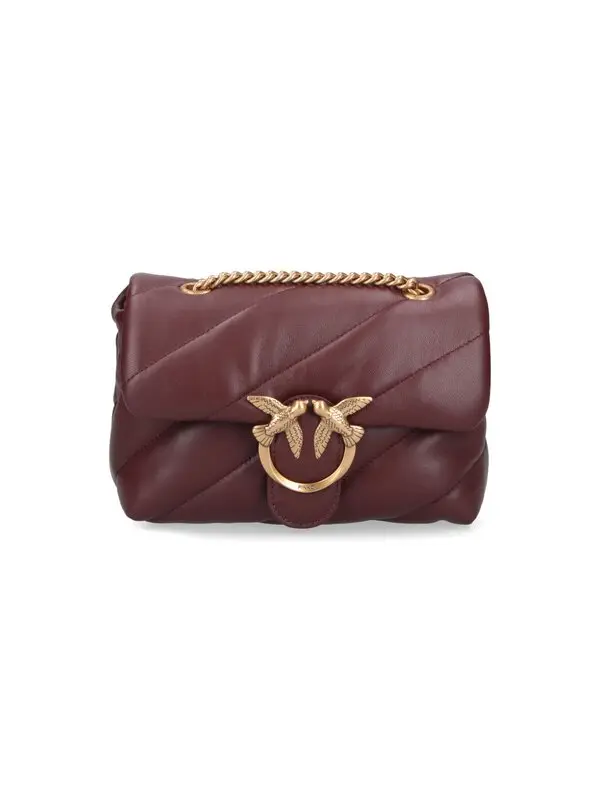 Pinko Quilted Leather Shoulder Bag With Chain Strap - Red