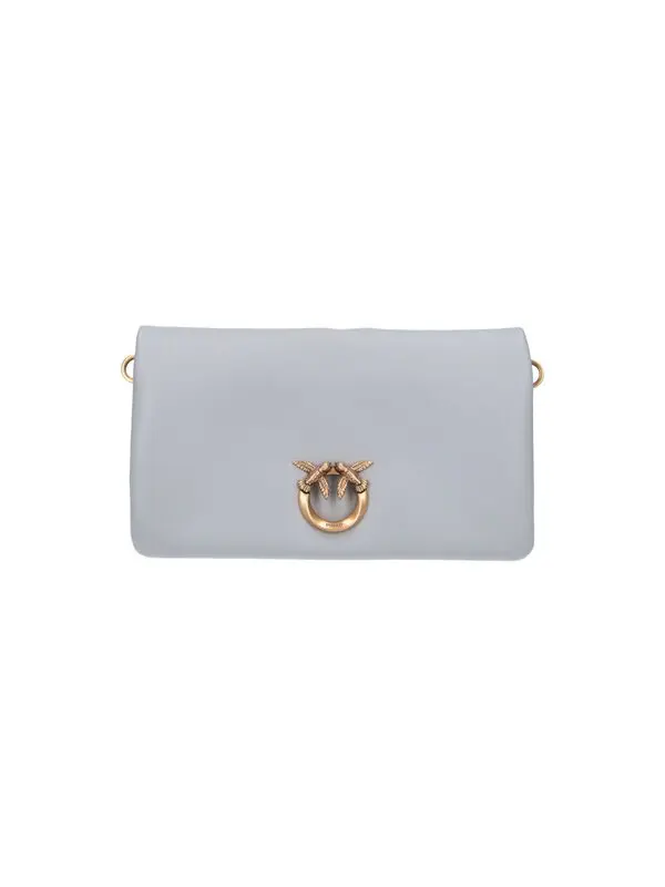 Pinko Quilted Leather Crossbody Bag With Chain Strap - Grey