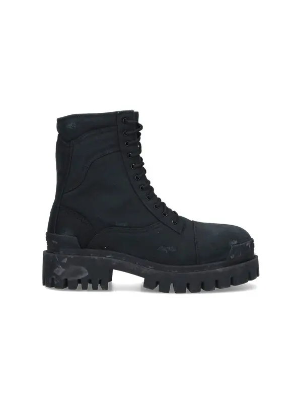 Balenciaga Lace-up Combat Boots - Black