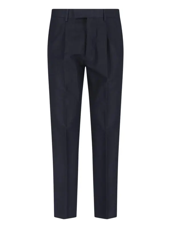 Zegna Cotton-linen Blend Tailored Trousers - Blue