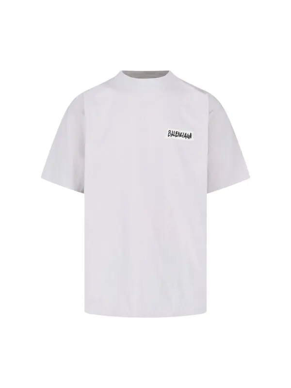 Balenciaga Oversized Logo Patch T-shirt - White
