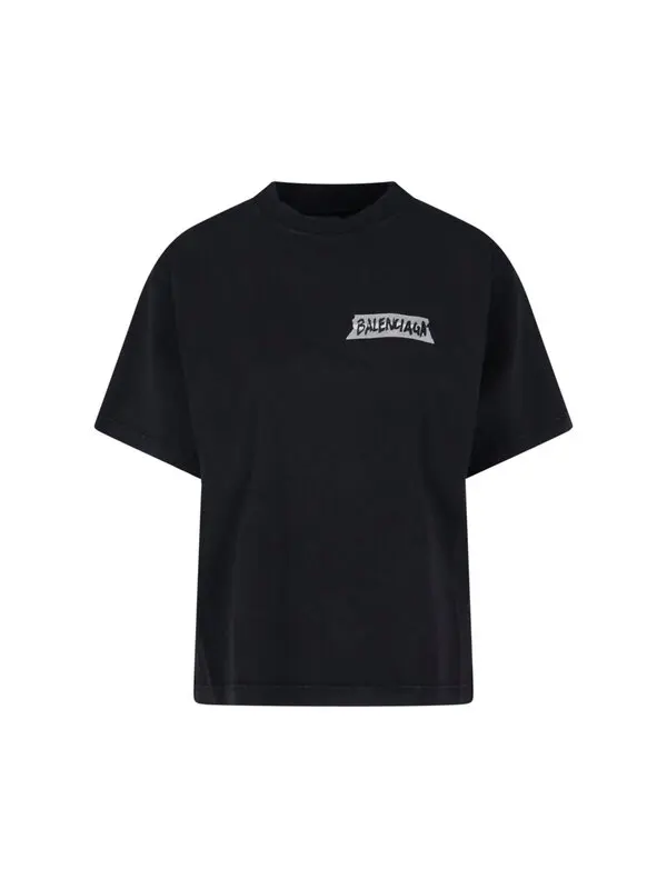 Balenciaga Graphic Print T-shirt - Black