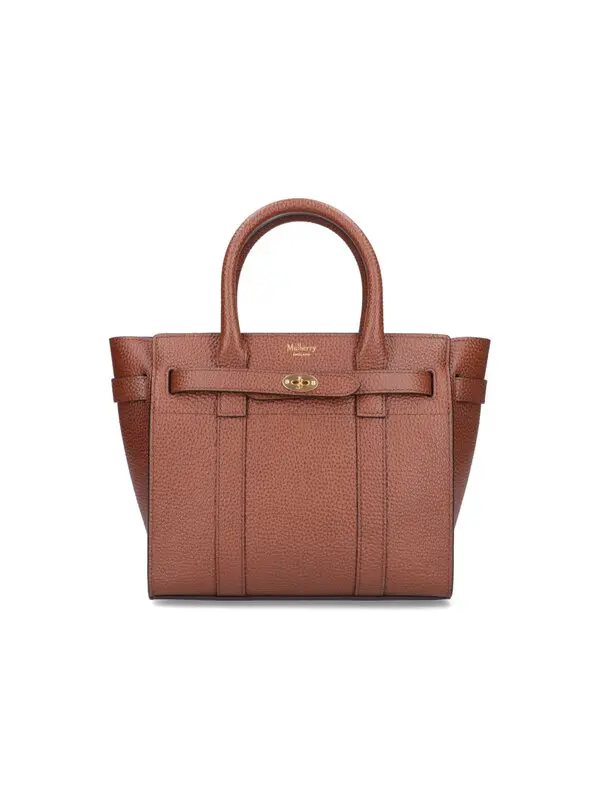 Mulberry Structured Leather Tote Bag - Brown
