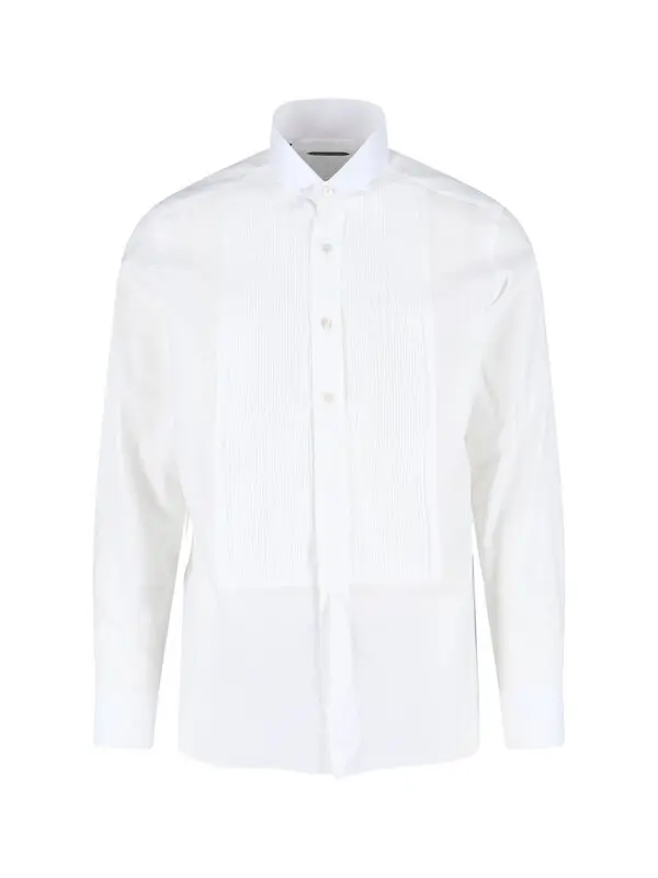 TOM FORD Italian-style Cotton Dress Shirt With Mother-of-pearl Buttons - White