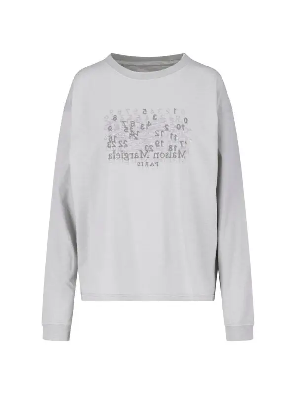 MAISON MARGIELA Graphic Long Sleeve Crewneck Sweatshirt - Grey
