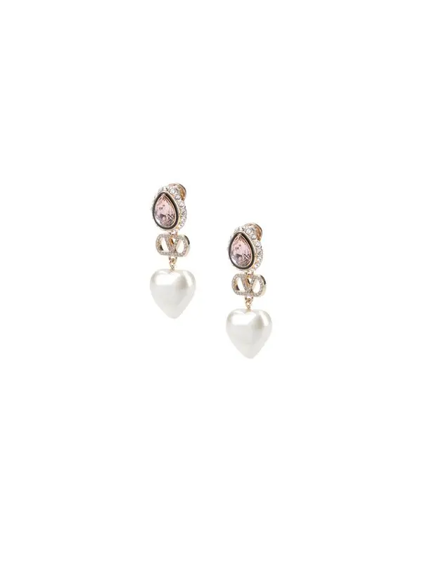 Valentino Garavani Brass Bijoux Heart Drop Earrings - Golden