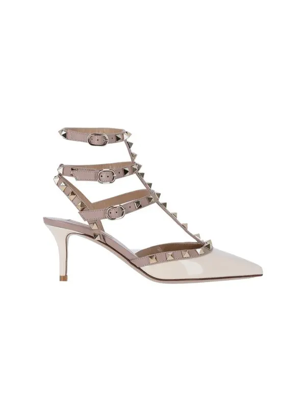 Valentino Garavani Studded Strappy Pointed-toe Slingback Pumps - White